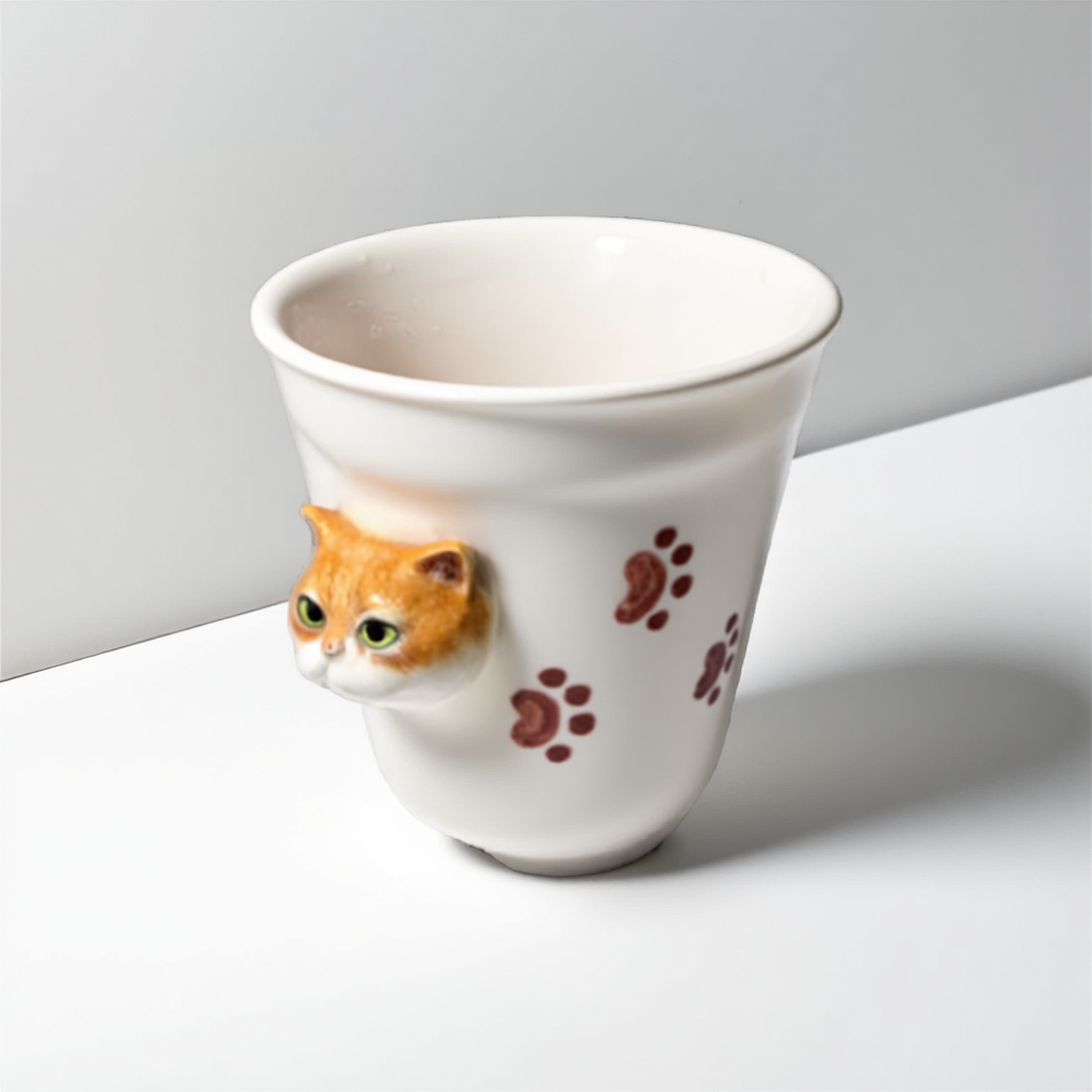 Custom Cat Mug – 3D Ceramic Coffee Cup with Pet Head Design, 350ml ...